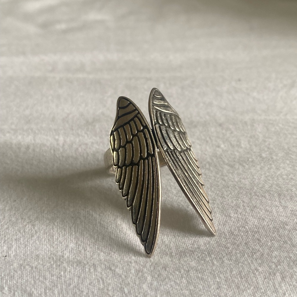 925 Silver Angel Wings Ring - Gem